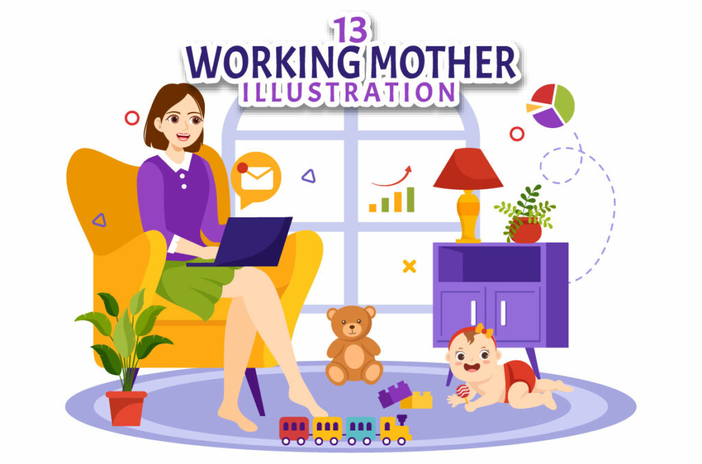 13 Working Mother Illustration - MasterBundles