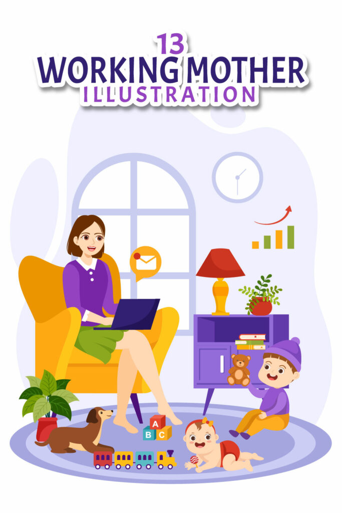 13 Working Mother Illustration - MasterBundles
