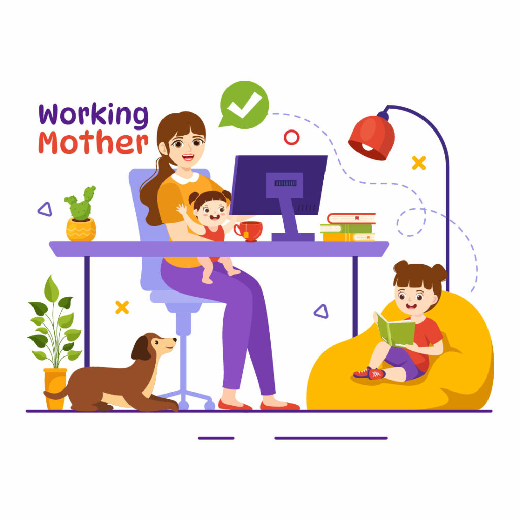 13 Working Mother Illustration - MasterBundles
