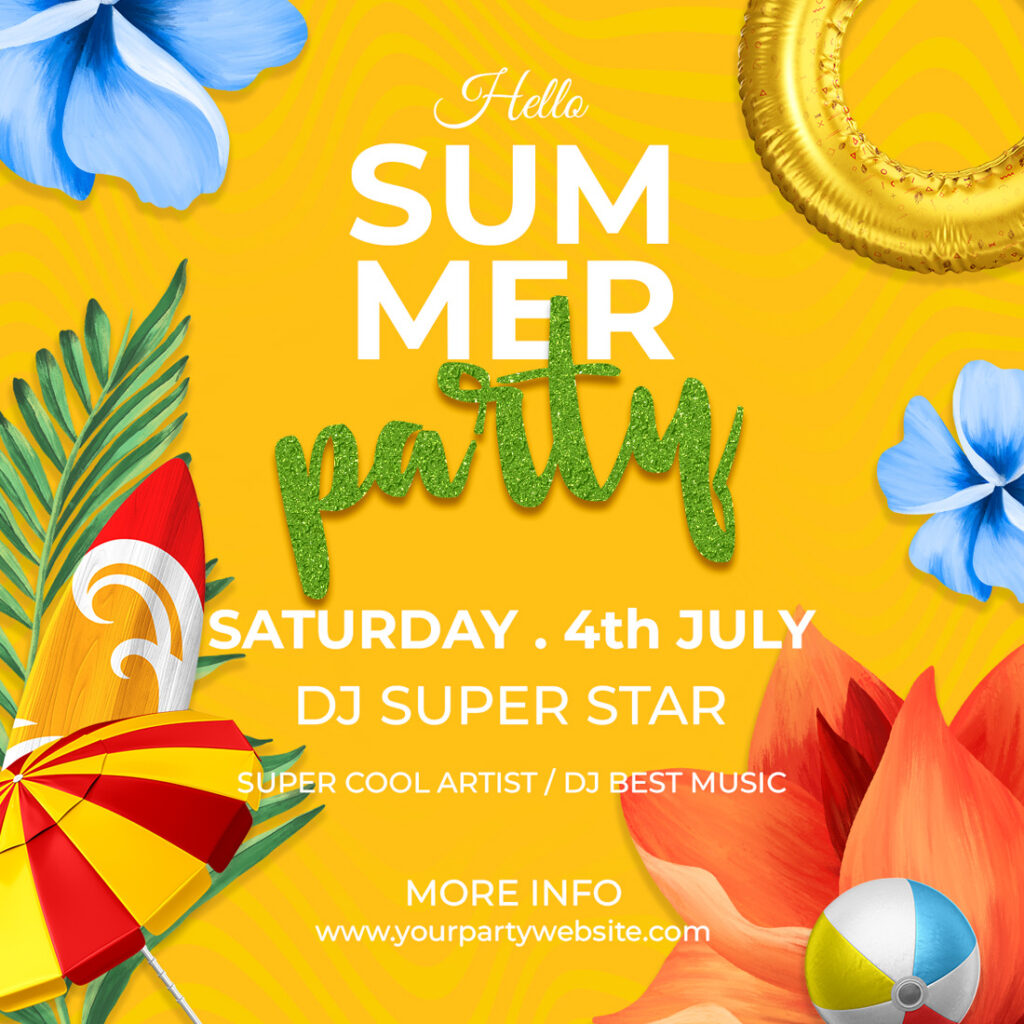 Summer Festival Party Social Media Post Design - MasterBundles