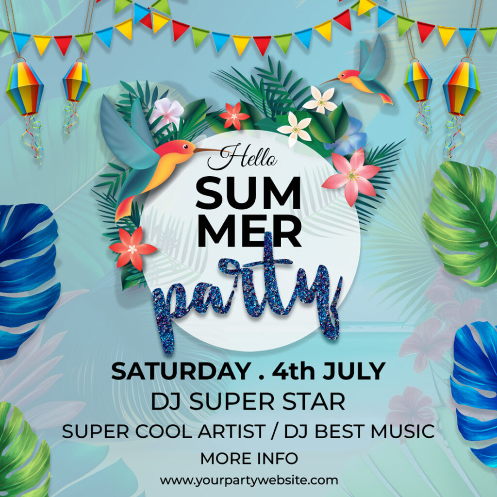 Summer Festival Party Social Media Post Design - MasterBundles