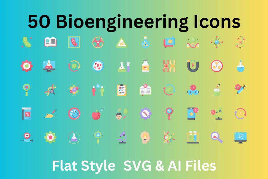 Bioengineering Icon Set 50 Flat Icons - SVG And AI Files - MasterBundles
