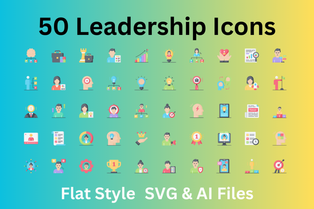 Leadership Icon Set 50 Flat Icons - SVG And AI Files - MasterBundles