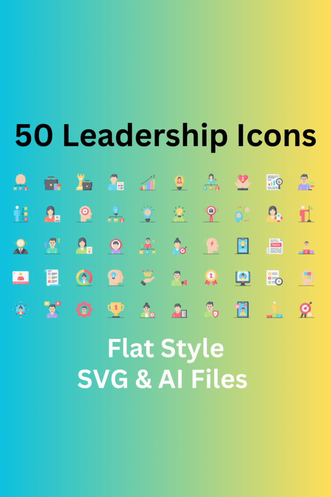 Leadership Icon Set 50 Flat Icons - SVG And AI Files - MasterBundles