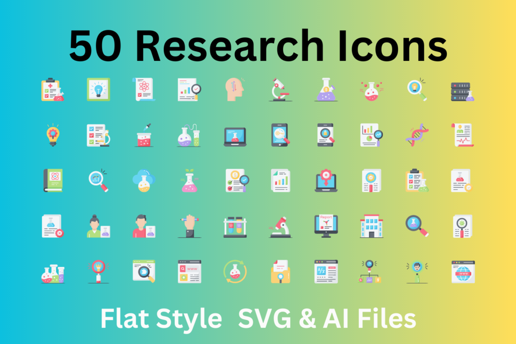 Research Icon Set 50 Flat Icons - SVG And AI Files - MasterBundles