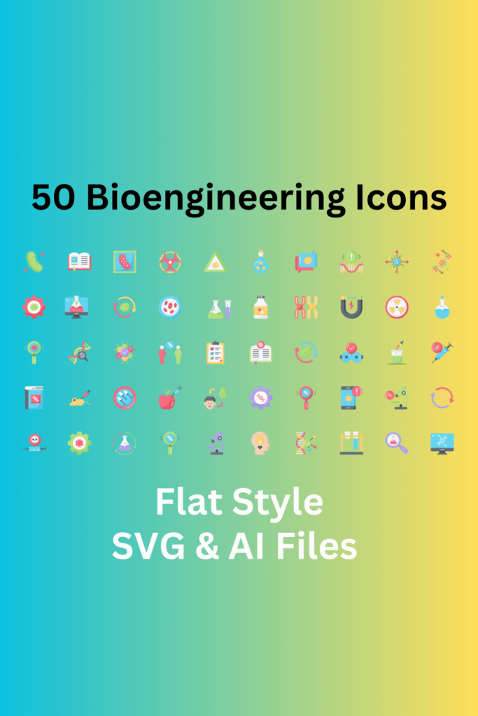Bioengineering Icon Set 50 Flat Icons - SVG And AI Files - MasterBundles