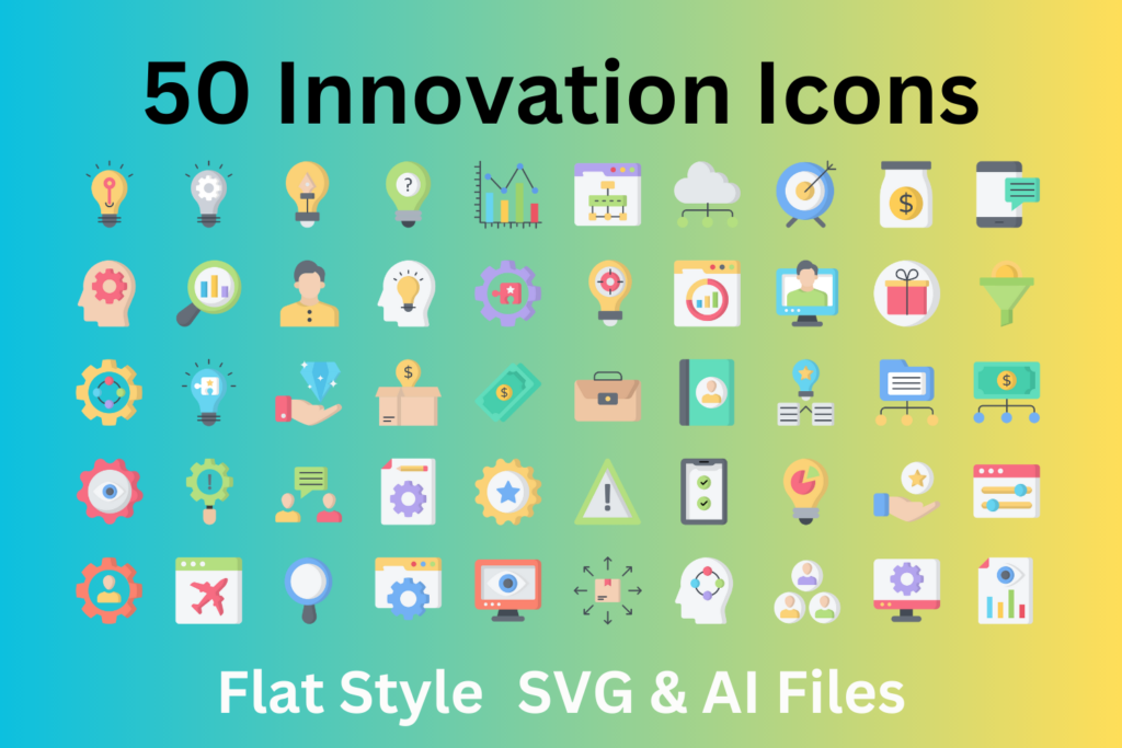 Innovation Icon Set 50 Flat Icons - SVG And AI Files - MasterBundles