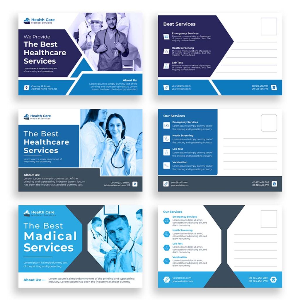 Medical and healthcare postcard designs - MasterBundles