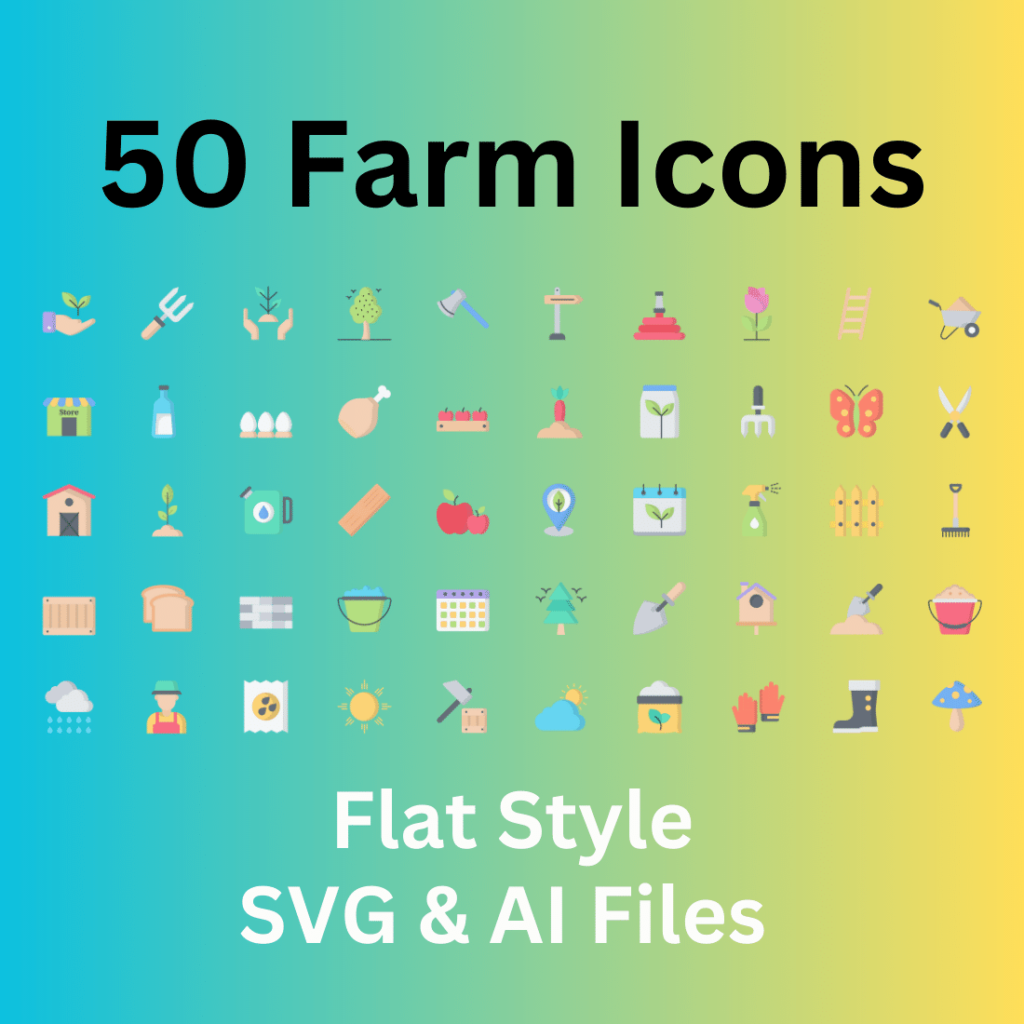 Farm Icon Set 50 Flat Icons - SVG And AI Files - MasterBundles