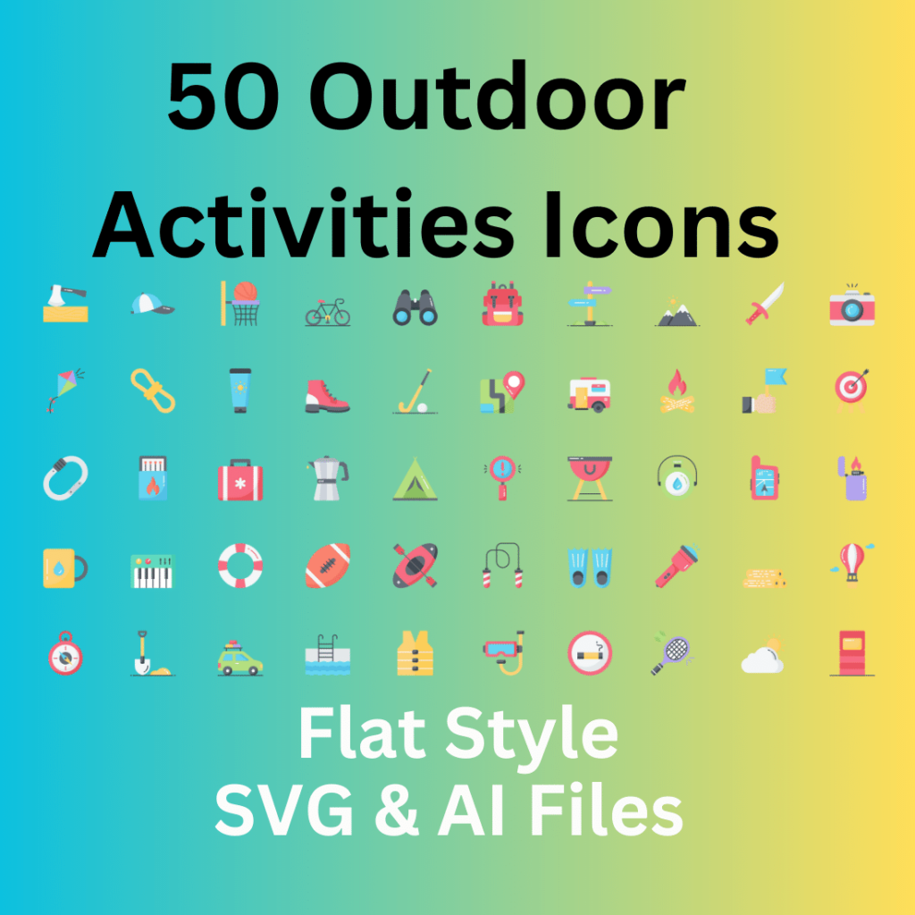 Outdoor Activities Icon Set 50 Flat Icons - SVG And AI Files ...