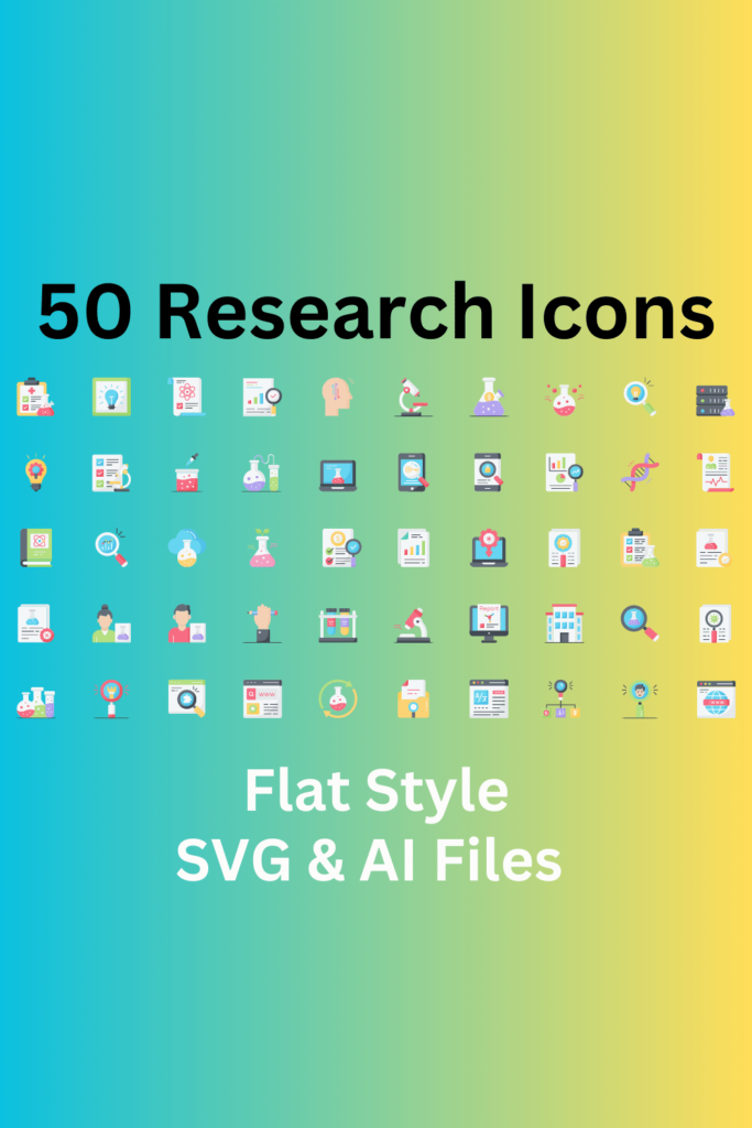 Research Icon Set 50 Flat Icons - SVG And AI Files - MasterBundles