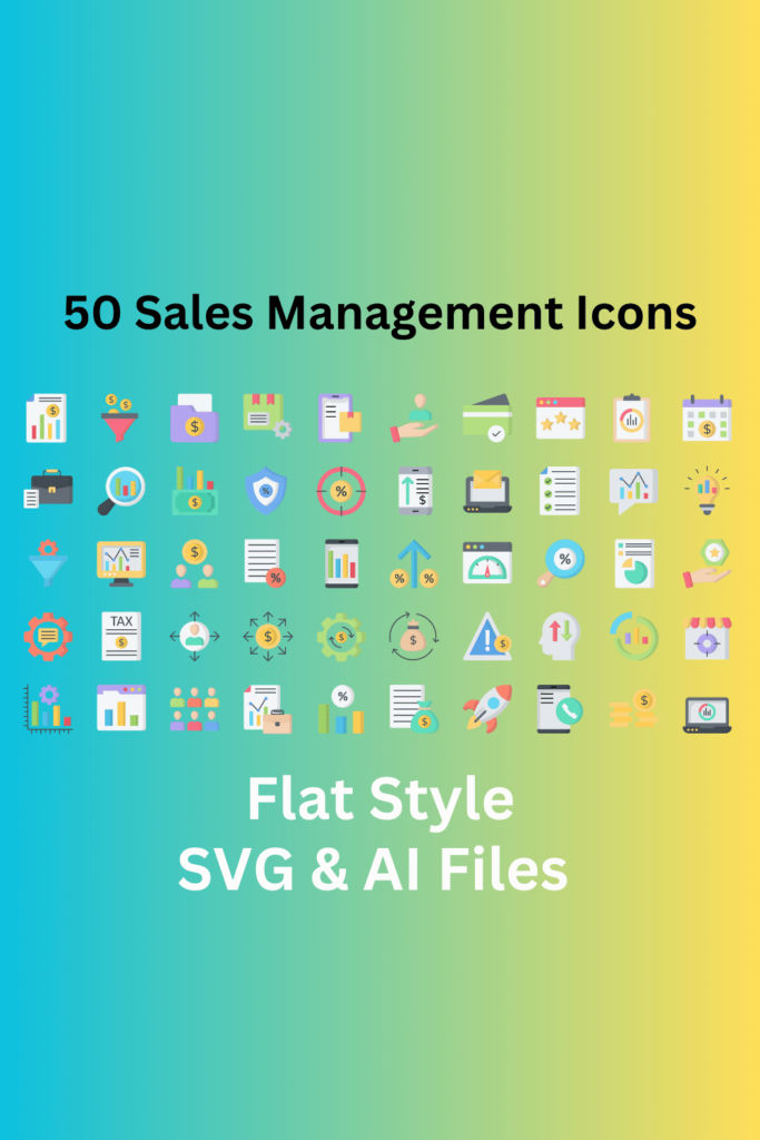 Sales Management Icon Set 50 Flat Icons - SVG And AI Files - MasterBundles