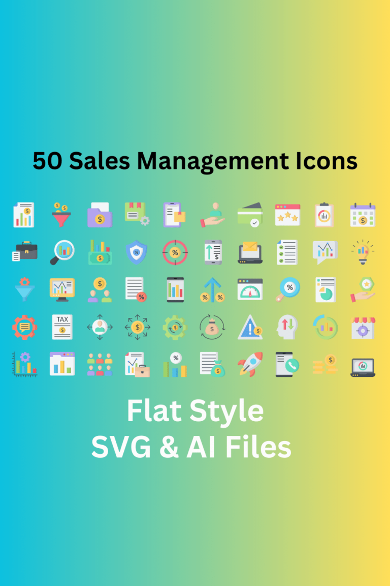 Sales Management Icon Set 50 Flat Icons - SVG And AI Files - MasterBundles