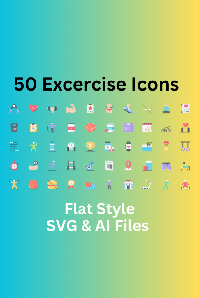 Exercise Icon Set 50 Flat Icons - SVG And AI Files - MasterBundles