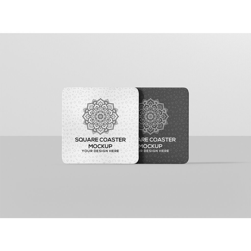 Round Corner Square Coaster Mockup - MasterBundles