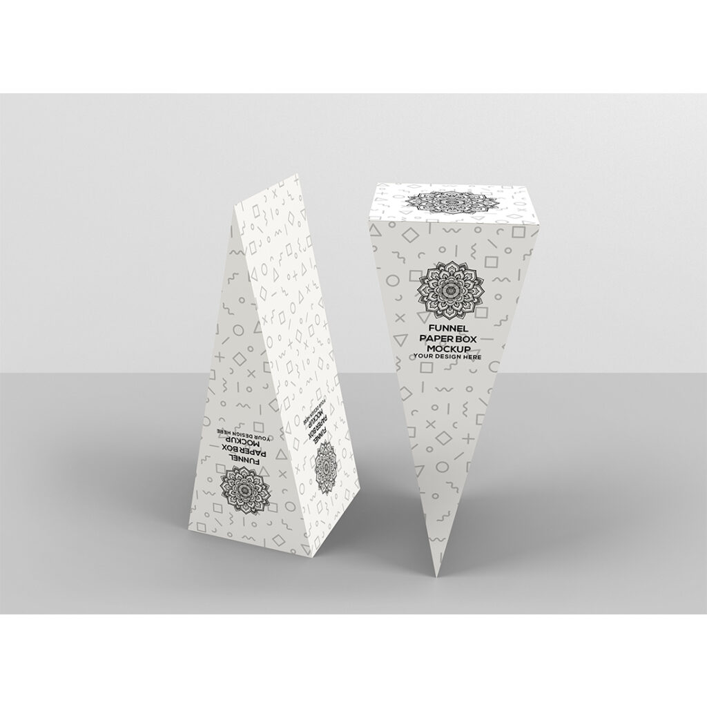 Funnel Paper Box Packaging Mockup - MasterBundles