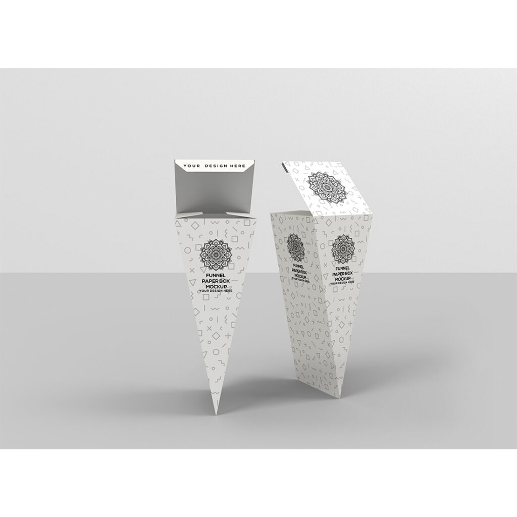 Funnel Paper Box Packaging Mockup - MasterBundles