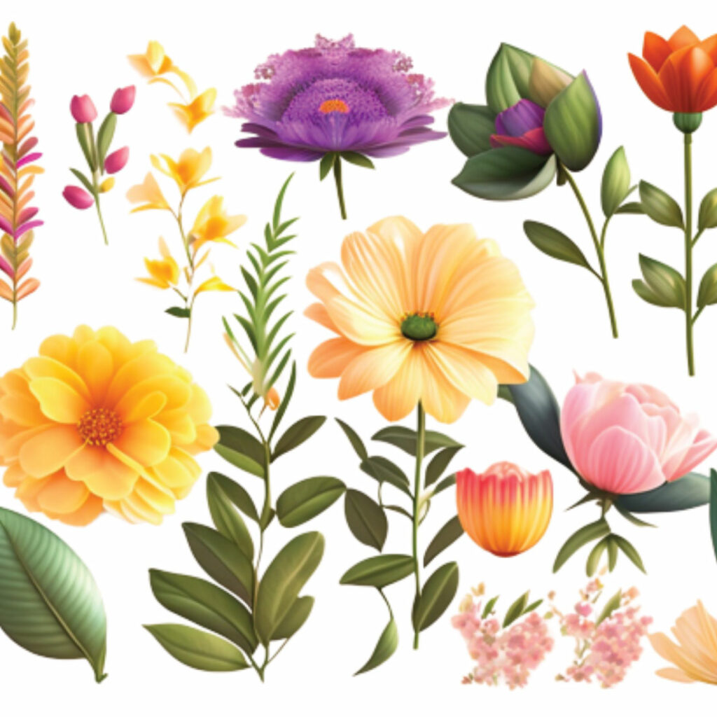 1000 + Plus set Bundle of Wild Flowers Png for 7$ Only - MasterBundles