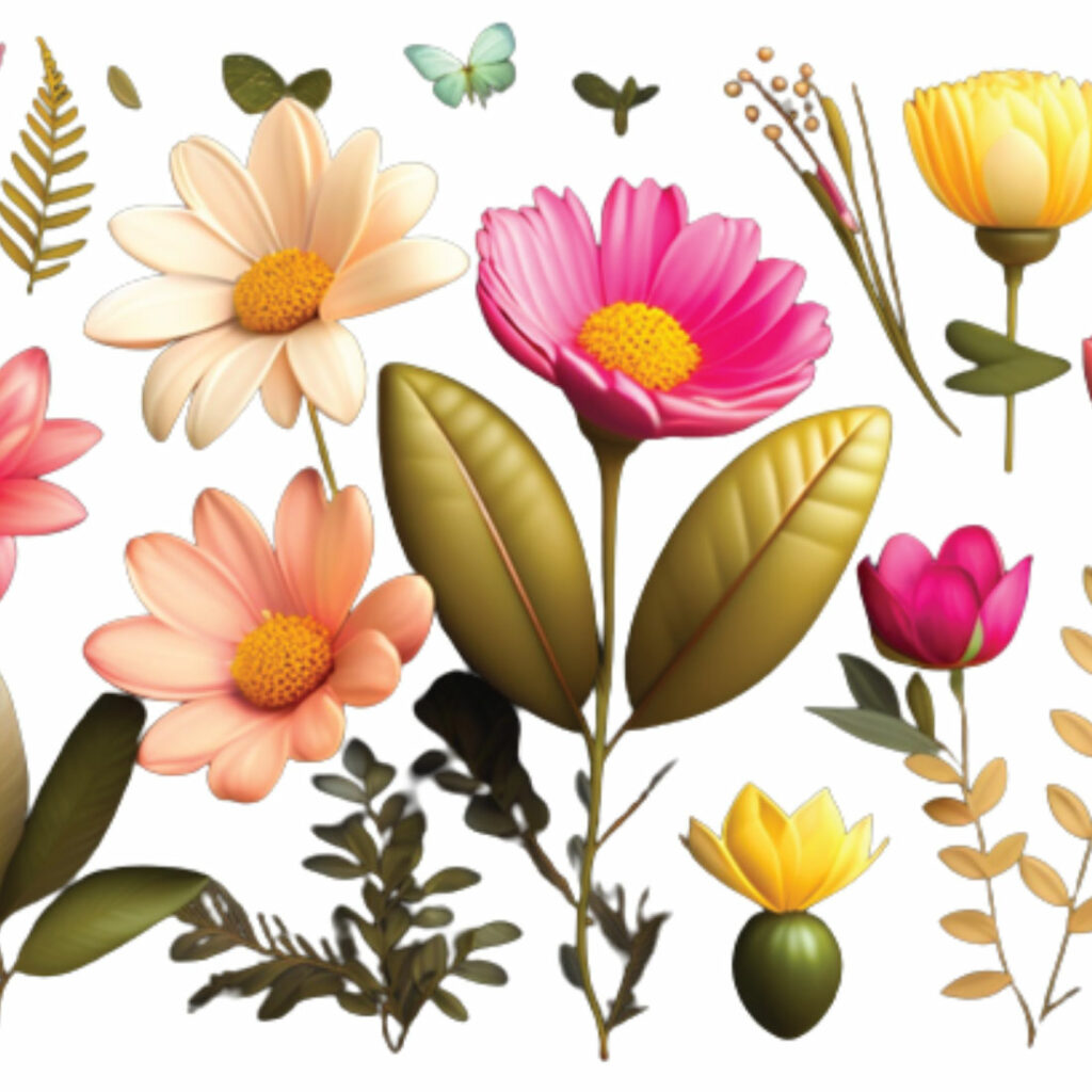 1000 + Plus set Bundle of Wild Flowers Png for 7$ Only - MasterBundles