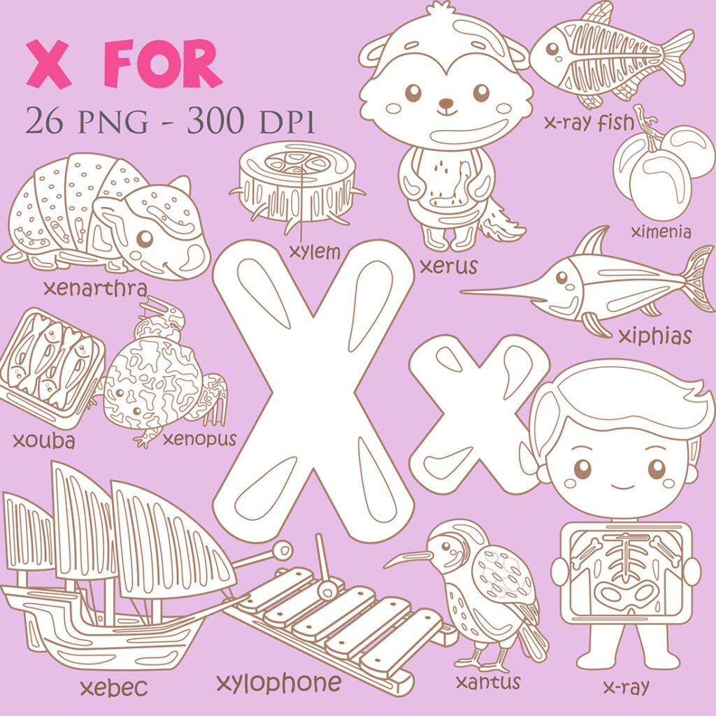 Alphabet X For Vocabulary School Letter Reading Writing Font Study ...