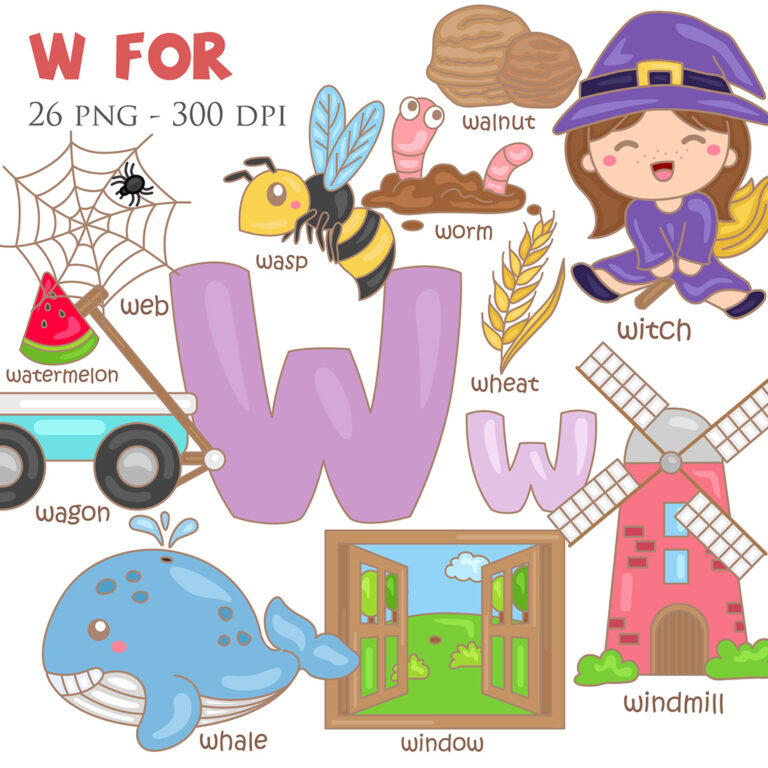 Alphabet W For Vocabulary School Letter Reading Writing Font Study ...