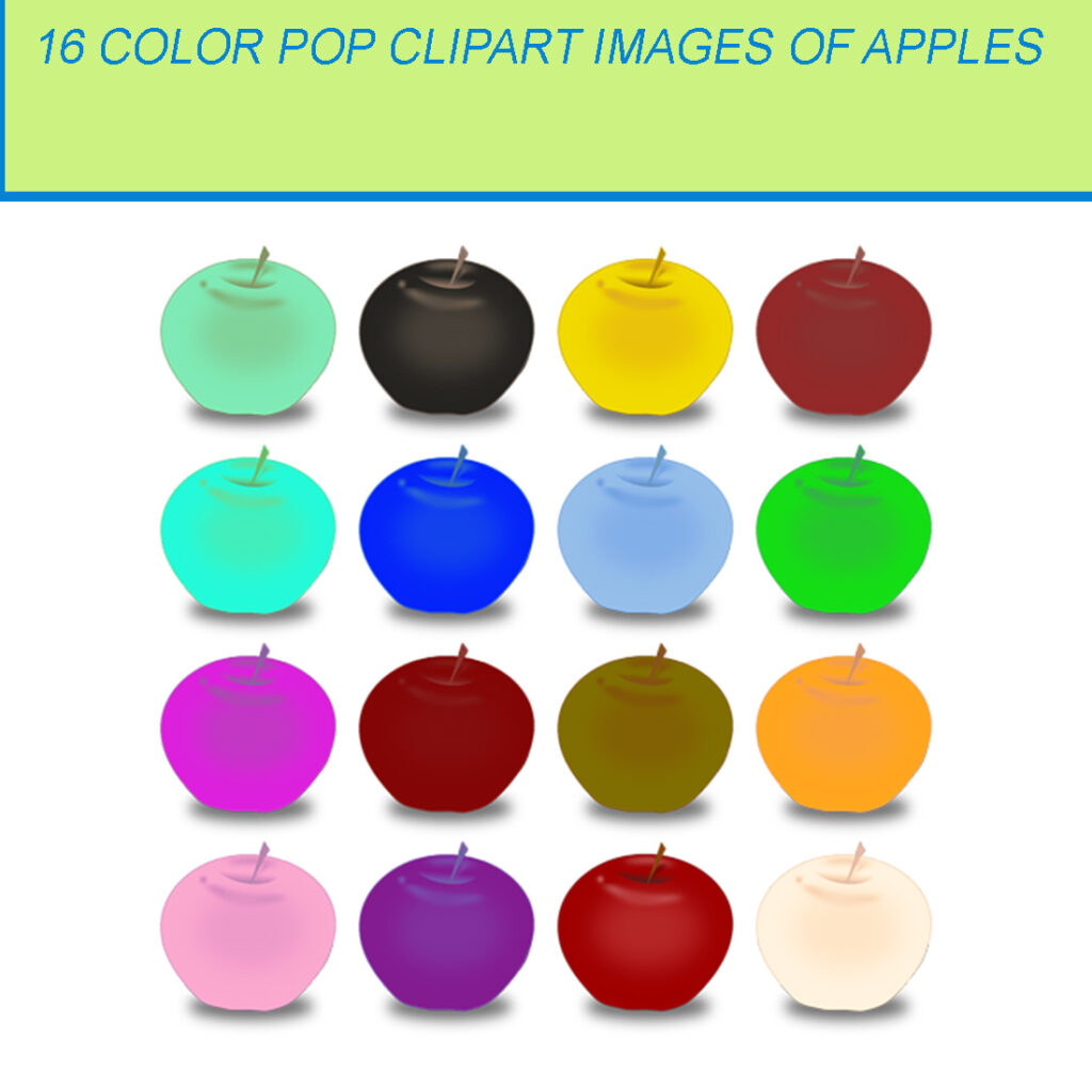 16 COLOR POP CLIPART IMAGES OF APPLES - MasterBundles