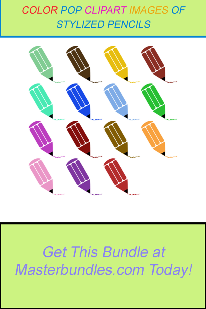 15 COLOR POP CLIPART IMAGES OF STYLIZED PENCILS - MasterBundles