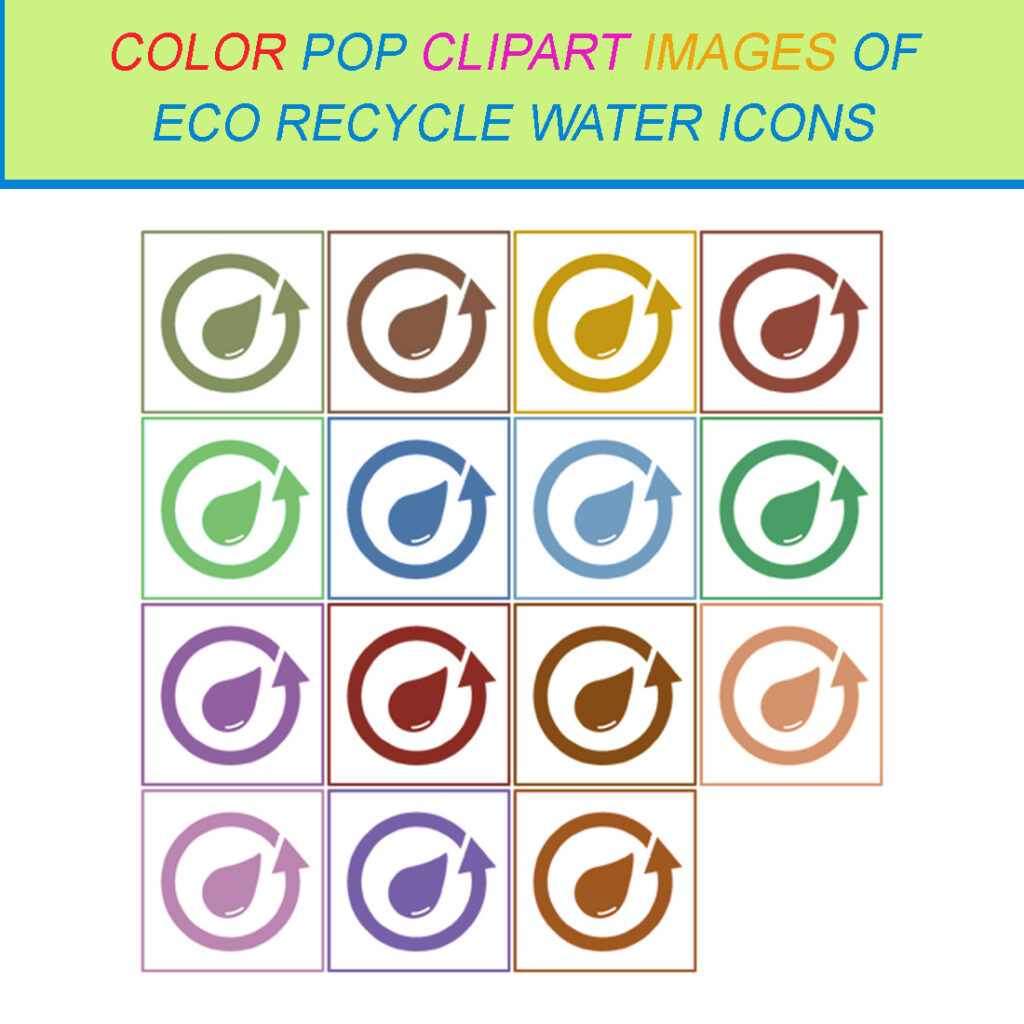 15 COLOR POP CLIPART IMAGES OF ECO RECYCLE WATER ICONS - MasterBundles