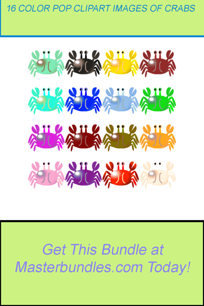16 COLOR POP CLIPART IMAGES OF CRABS - MasterBundles