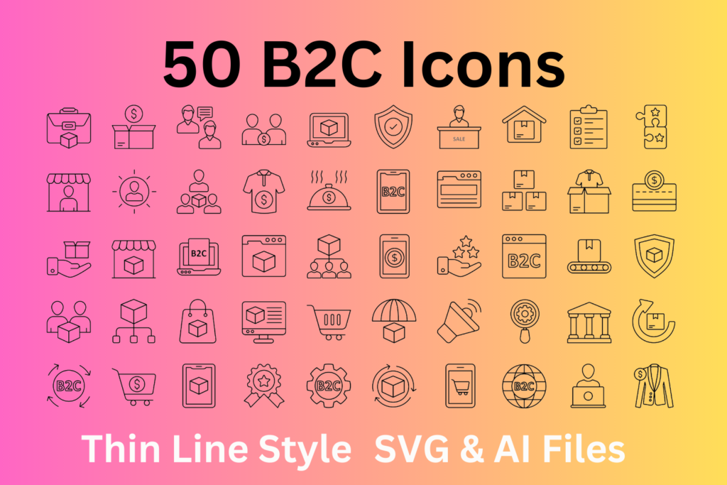 B2C Icon Set 50 Outline Icons - SVG And AI Files - MasterBundles