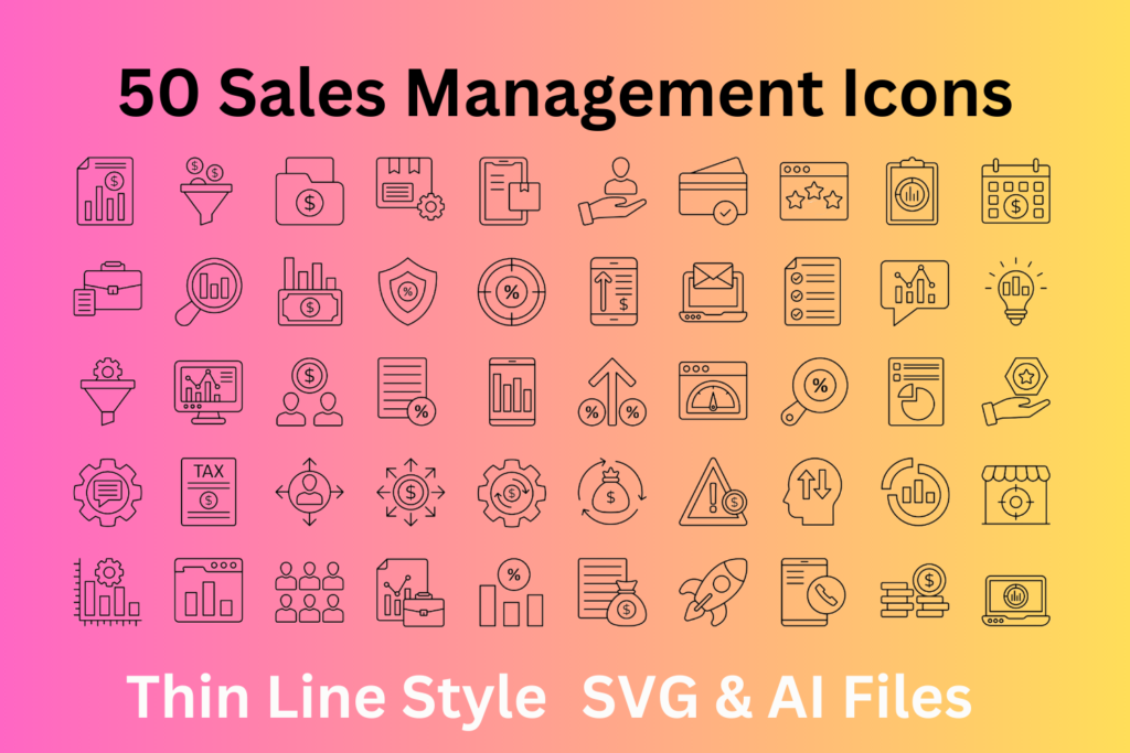 Sales Management Icon Set 50 Outline Icons - SVG And AI Files ...