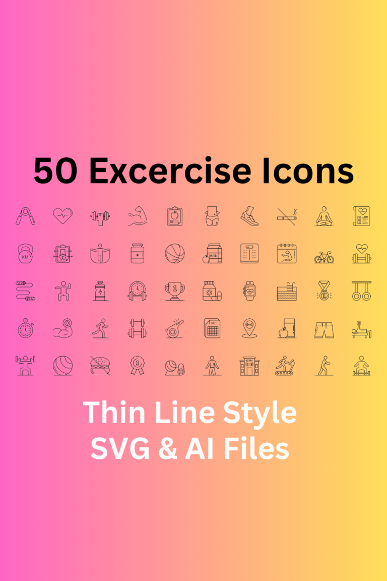 Exercise Icon Set 50 Outline Icons - SVG And AI Files - MasterBundles
