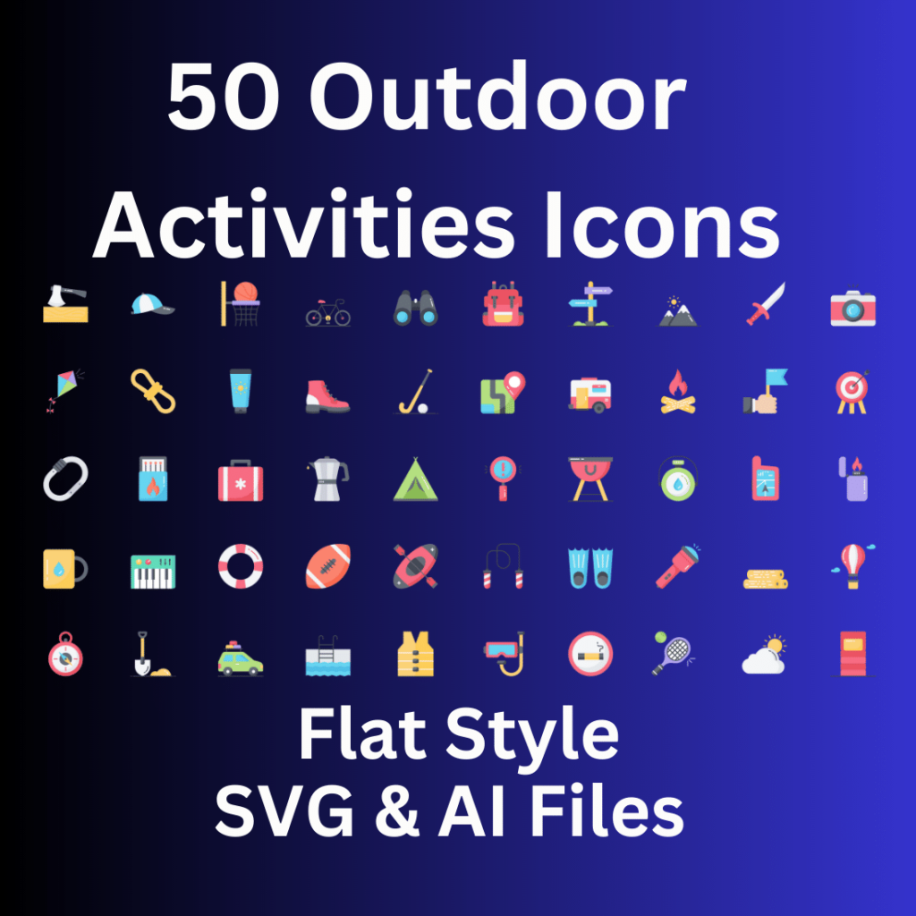 Outdoor Activities Icon Set 50 Flat Icons - SVG And AI Files ...