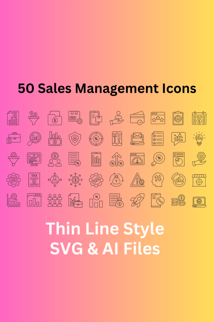 Sales Management Icon Set 50 Outline Icons - SVG And AI Files ...