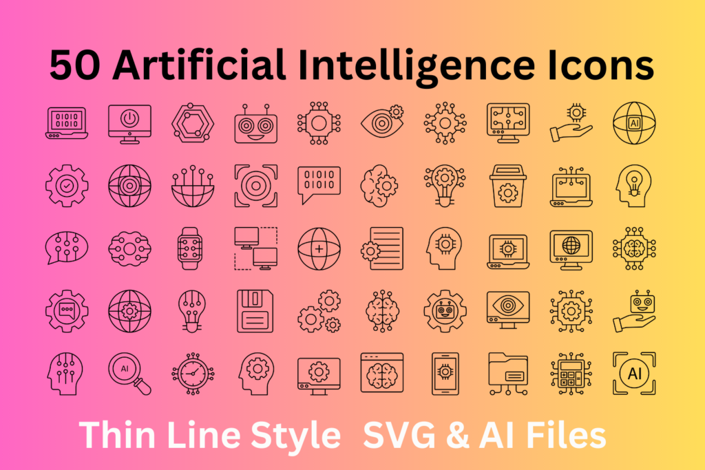 Artificial Intelligence Icon Set 50 Outline Icons - SVG And AI ...