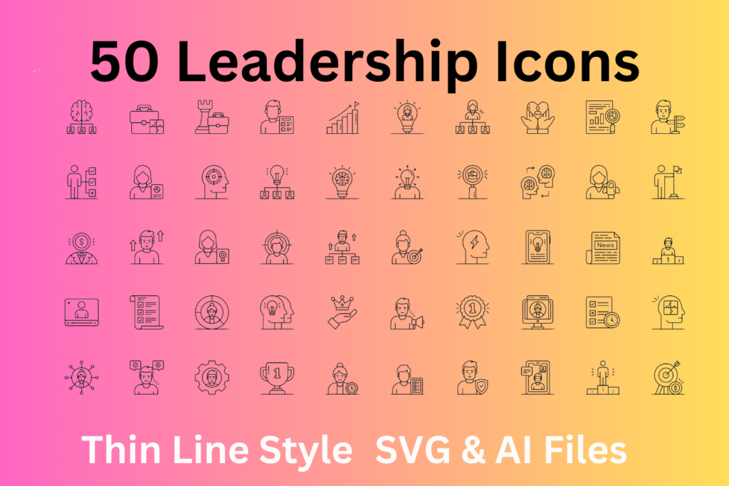 Leadership Icon Set 50 Outline Icons - SVG And AI Files - MasterBundles