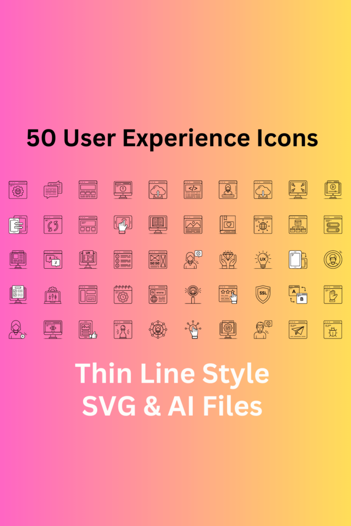 User Experience Icon Set 50 Outline Icons - SVG And AI Files ...