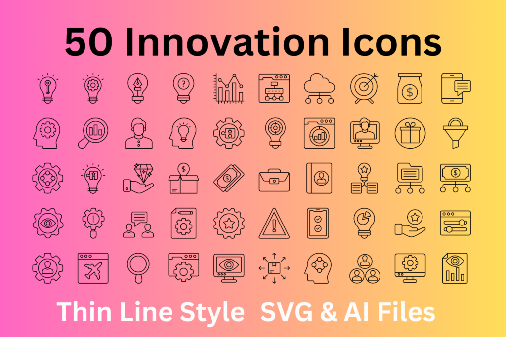 Innovation Icon Set 50 Outline Icons - SVG And AI Files - MasterBundles