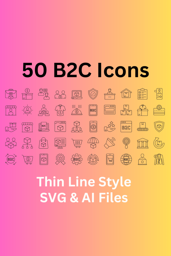 B2C Icon Set 50 Outline Icons - SVG And AI Files - MasterBundles