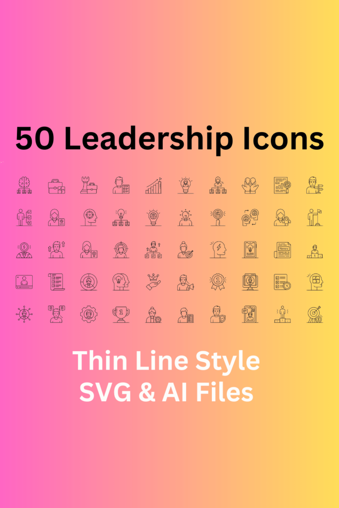 Leadership Icon Set 50 Outline Icons - SVG And AI Files - MasterBundles