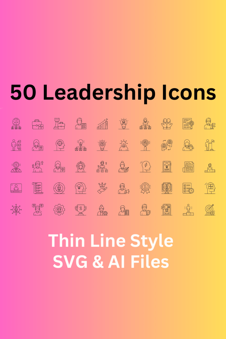 Leadership Icon Set 50 Outline Icons - SVG And AI Files - MasterBundles