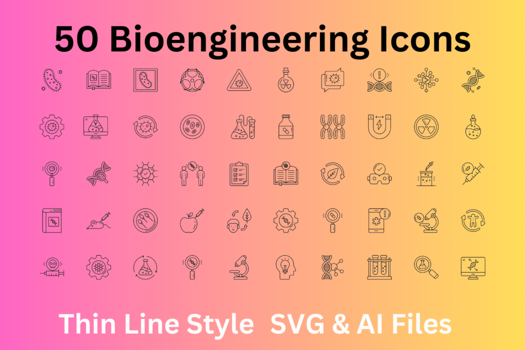 Bioengineering Icon Set 50 Outline Icons - SVG And AI Files - MasterBundles
