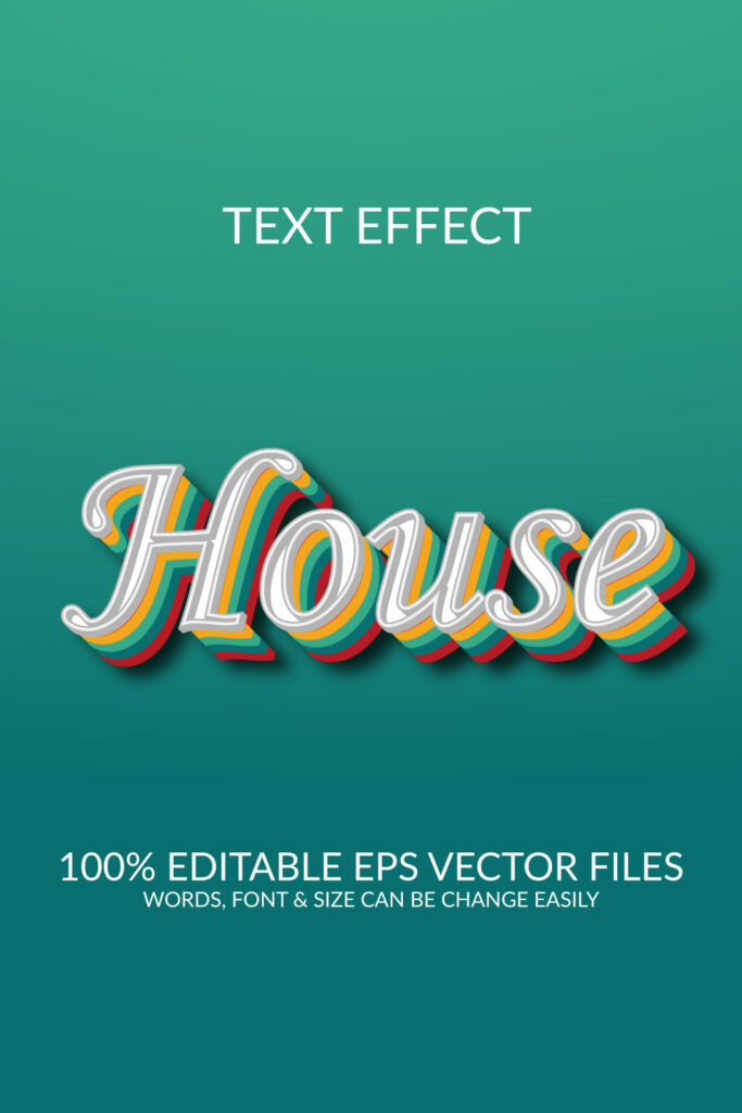 House 3d text effect template design - MasterBundles