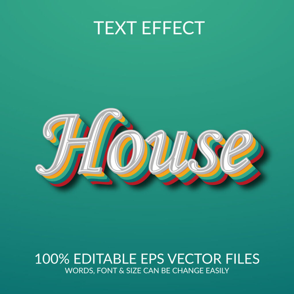 House 3d text effect template design - MasterBundles