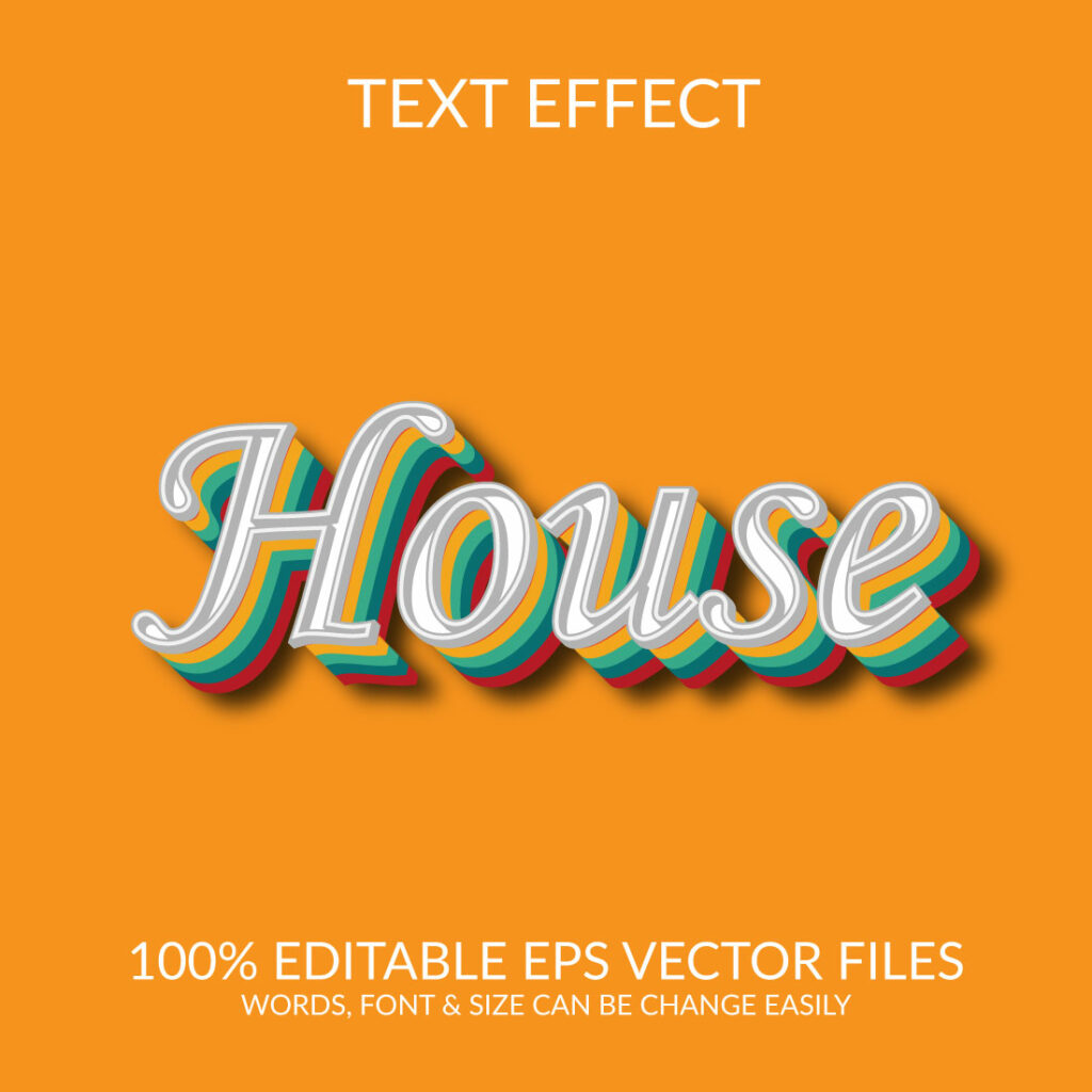 House 3d text effect template design - MasterBundles