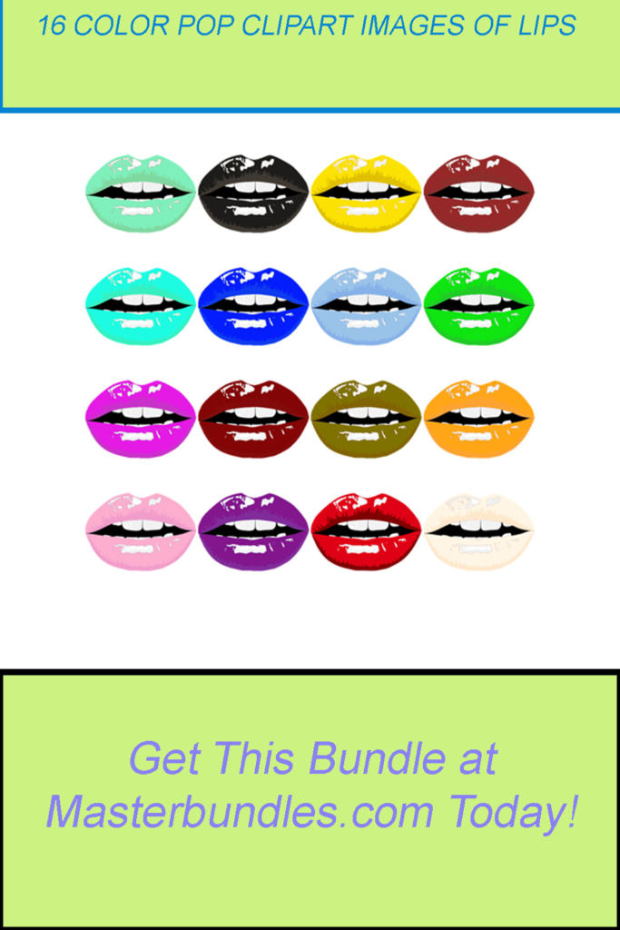 16 COLOR POP CLIPART IMAGES OF LIPS - MasterBundles