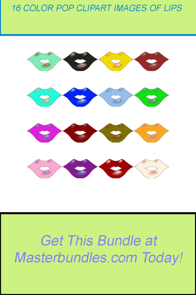 16 COLOR POP CLIPART IMAGES OF LIPS - MasterBundles