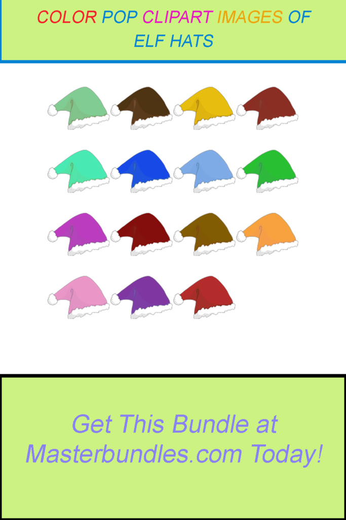 15 COLOR POP CLIPART IMAGES OF ELF HATS - MasterBundles