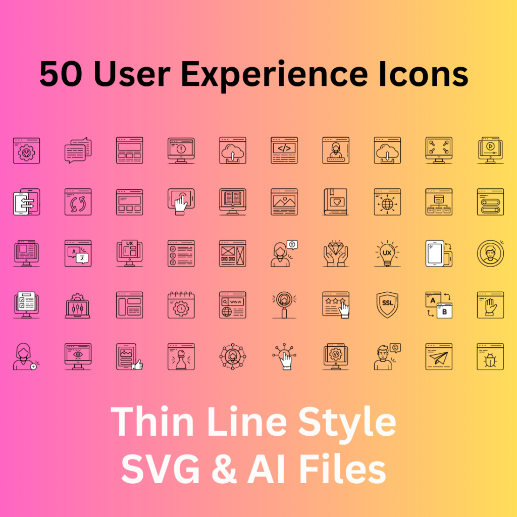 User Experience Icon Set 50 Outline Icons - SVG And AI Files ...