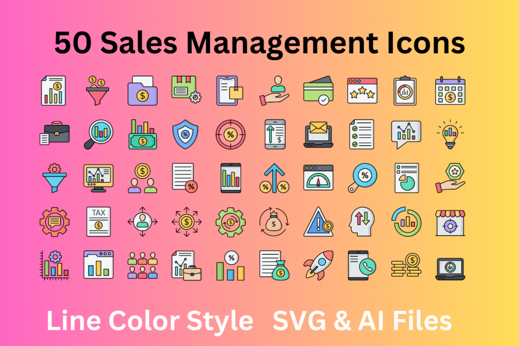 Sales Management Icon Set 50 Line Color Icons - SVG And AI Files ...